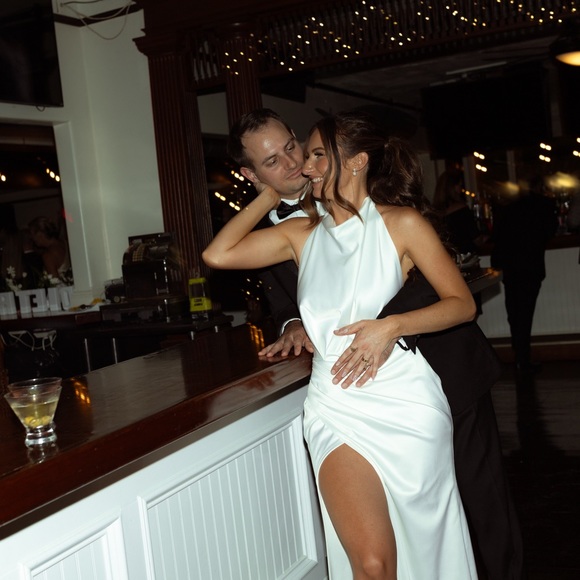 milla | Dresses | Milla Low Slit Halter White Dress | Poshmark